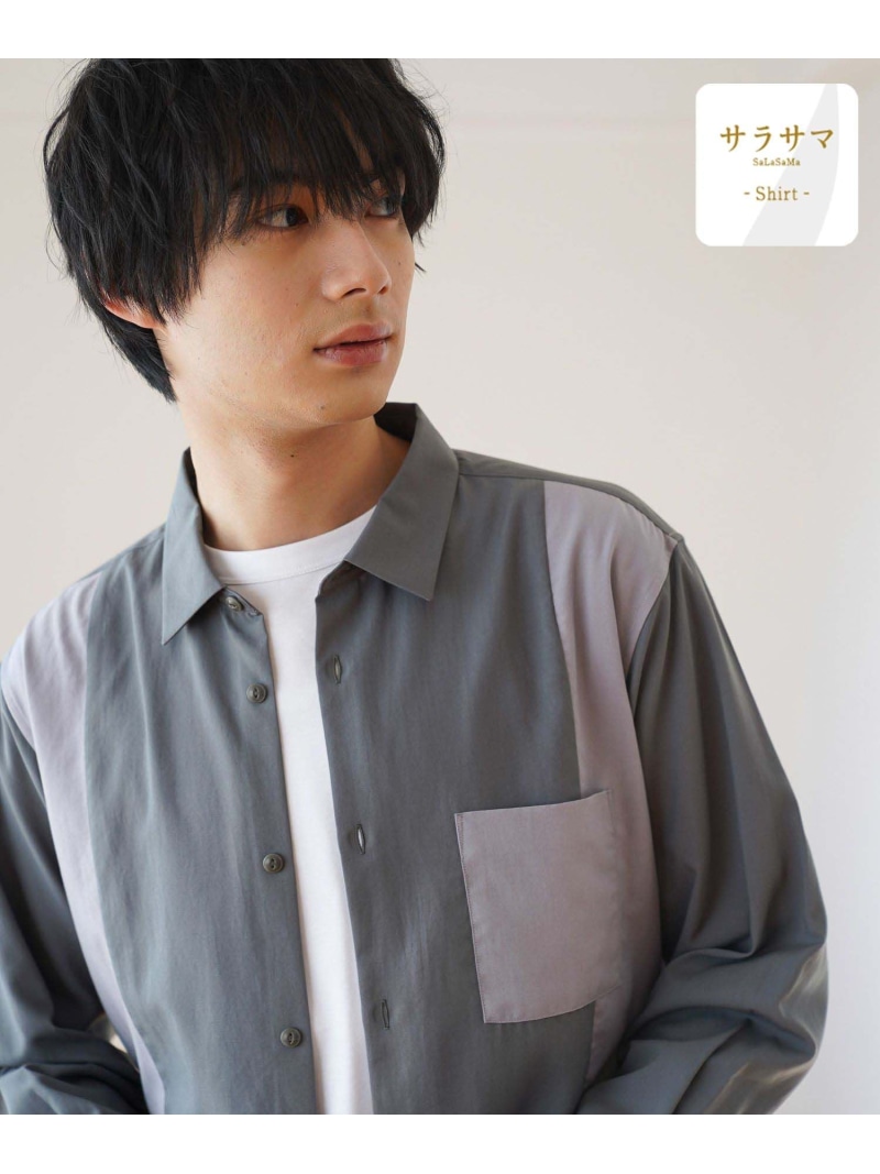 【楽天市場】GLOBAL WORK サラサマ切り替えシャツ/長袖/234564 グローバルワーク トップス シャツ・ブラウス ネイビー グレー ...