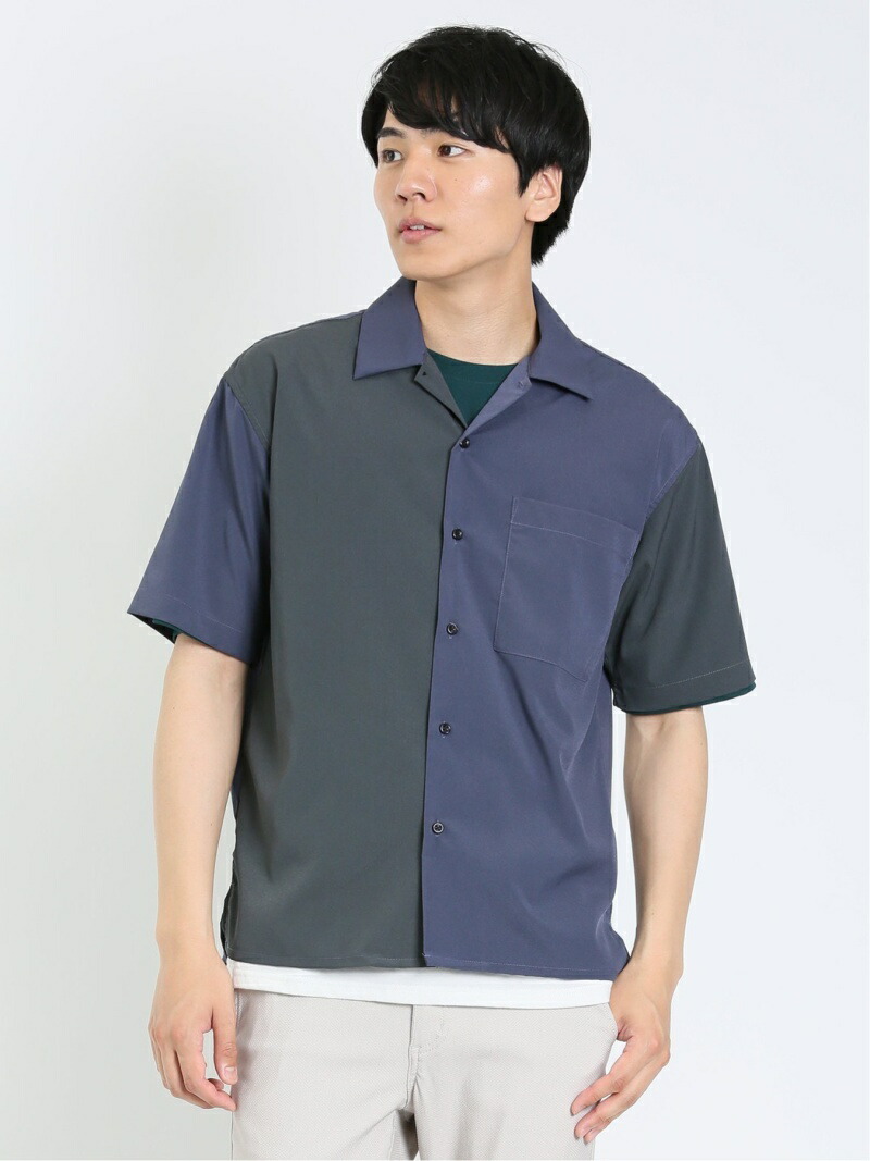 【楽天市場】【SALE／63%OFF】m.f.editorial kaule クレイジー切替 レギュラーカラー半袖シャツ タカキュー トップス ...