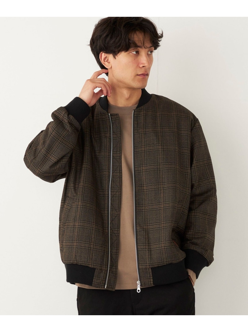 【楽天市場】【SALE／20%OFF】SHIPS Colors SHIPS Colors:ボア ボマー ジャケット チェック シップス ジャケット・アウター MA-1 ブラウン【RBA_E ...