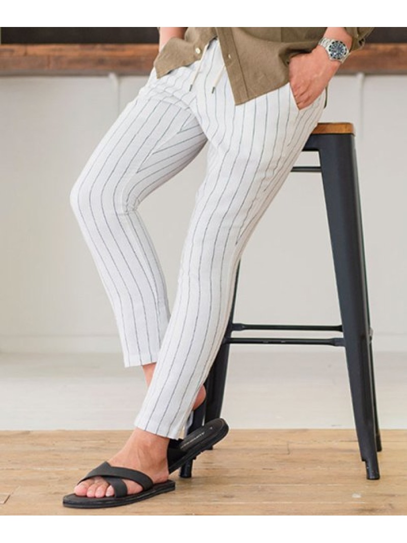 【楽天市場】CavariA CavariA 綿麻ストライプパンツ セットアップ可 シルバーバレット パンツ スラックス・ドレスパンツ【送料無料】：Rakuten Fashion Men