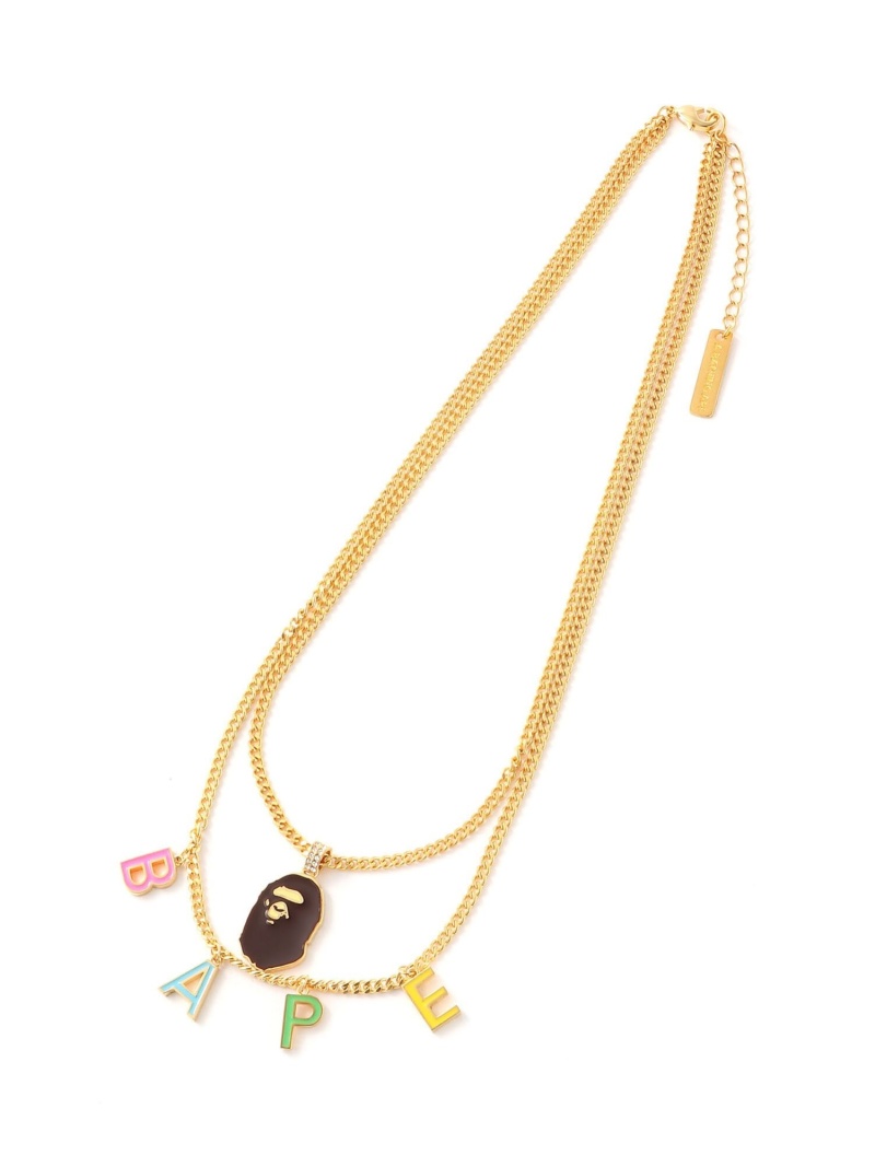 【楽天市場】A BATHING APE BAPE APE HEAD DOUBLE CHAIN NECKLACE L ア ベイシング エイプ ...