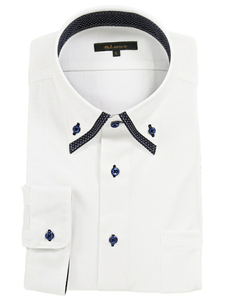 【楽天市場】m.f.editorial Biz クールパス/COOLPASS ボタンダウン7分袖 ビズシャツ タカキュー スーツ・フォーマル ...