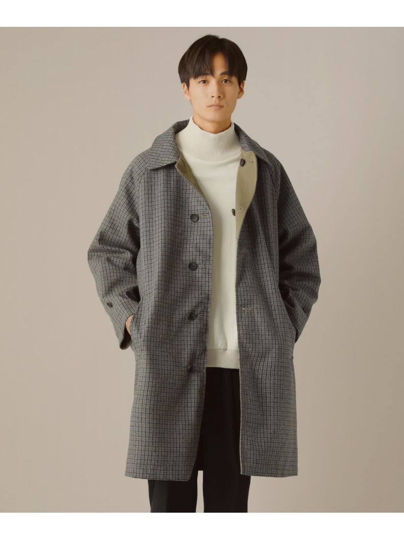 【楽天市場】SLICK 尾州ウールクラシックチェックリバーシブルバルカラーコート カジュアル ジャケット・アウター ステンカラーコート ベージュ グレー【送料無料】：Rakuten ...