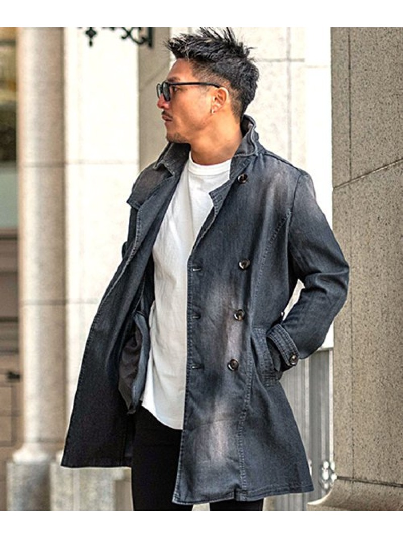 【楽天市場】CavariA CavariA ストレッチデニムトレンチコート アウター シルバーバレット ジャケット・アウター トレンチコート ブルー【送料無料】：Rakuten Fashion Men