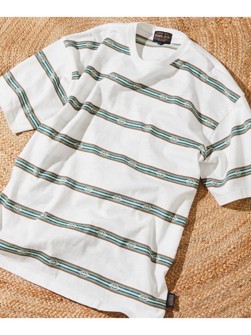 【楽天市場】【SALE／10%OFF】PENDLETON 別注 ジャカード ボーダーTEE 25SS フリークスストア トップス カットソー・Tシャツ ホワイト ブラック【RBA_E】【送料 ...