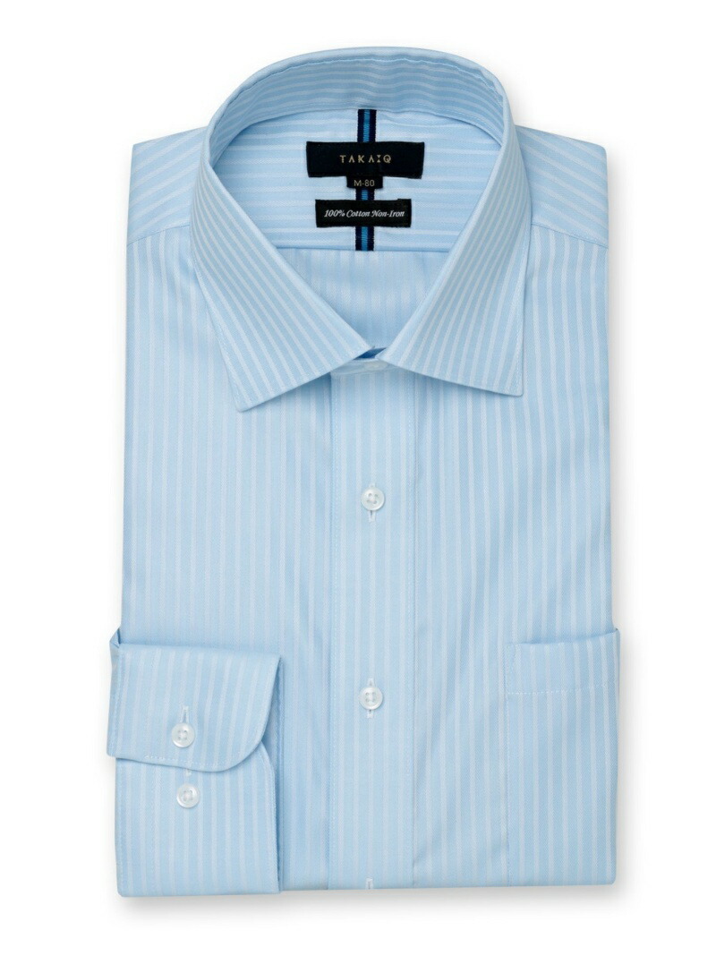 【楽天市場】TAKA-Q 綿100 ノーアイロン スタンダードフィット ワイドカラー長袖シャツ タカキュー スーツ・フォーマル セットアップ ...