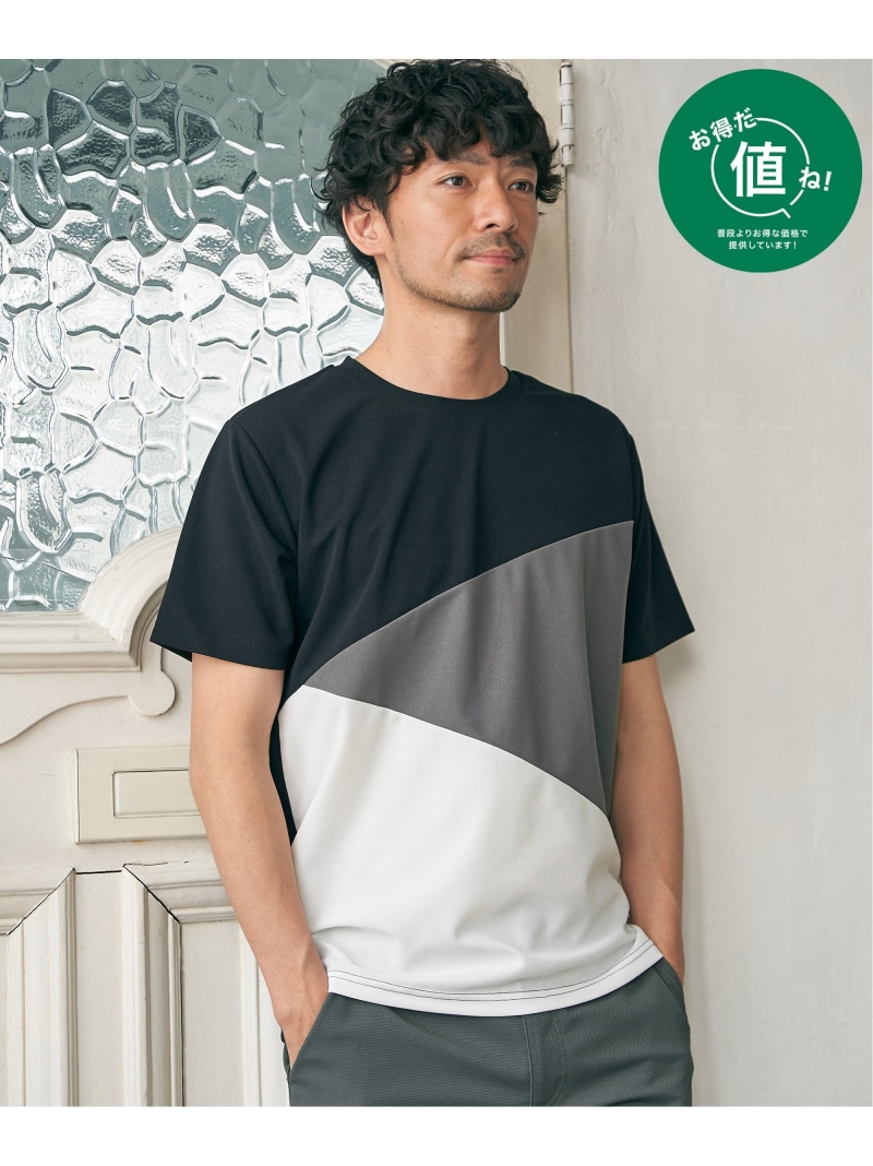 【楽天市場】ikka 【コスパ最強/親子おそろい】速乾COOL斜め切り替えTシャツ イッカ トップス カットソー・Tシャツ ホワイト ブラック ネイビー：Rakuten Fashion Men