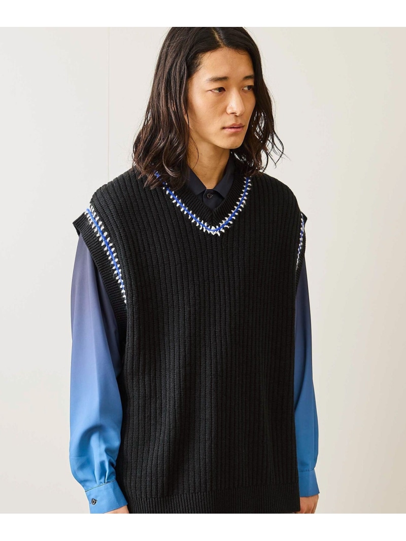 【楽天市場】JUNRed カラーステッチサイドスリットベスト ジュンレッド トップス ベスト・ジレ ブラック ブルー【送料無料 ...