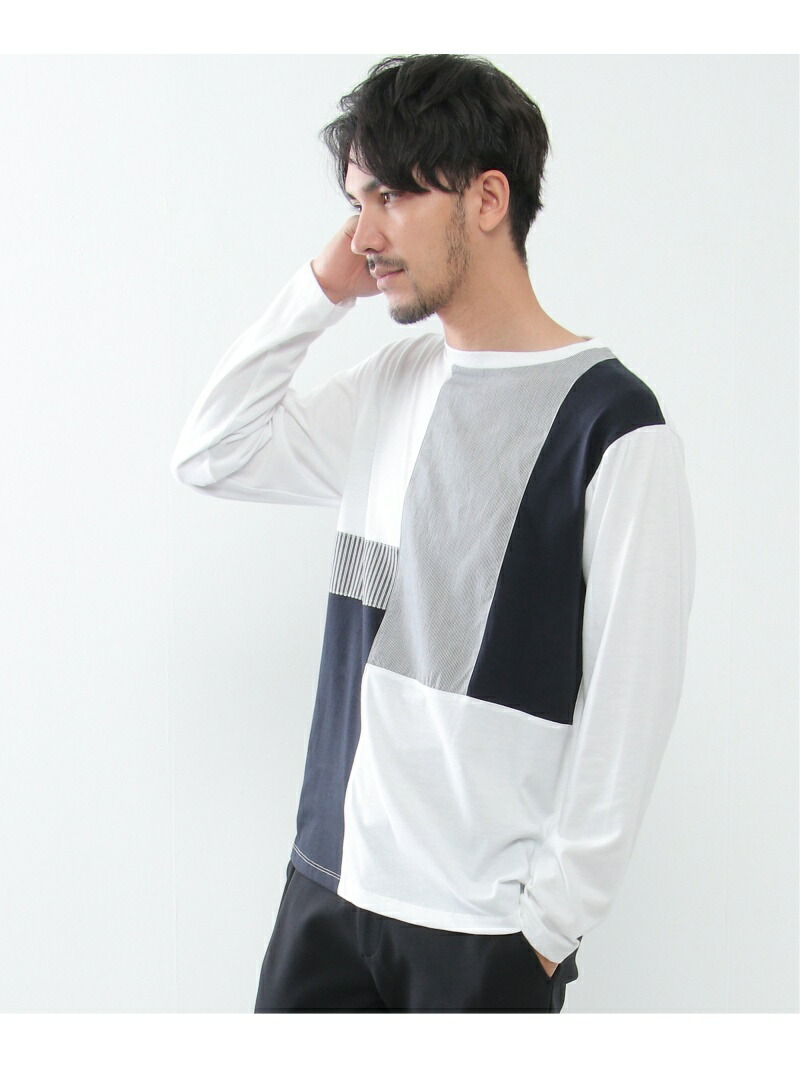 【楽天市場】【SALE／40%OFF】ikka ストライプミックス切り替えロンT イッカ トップス カットソー・Tシャツ ネイビー ホワイト グリーン ブルー【RBA_E】：Rakuten ...