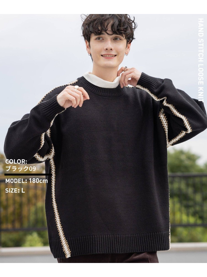 【楽天市場】【SALE／50%OFF】RAGEBLUE (M)ハンドステッチニットCN レイジブルー トップス ニット ブルー ブラック イエロー ホワイト グリーン【RBA_E ...