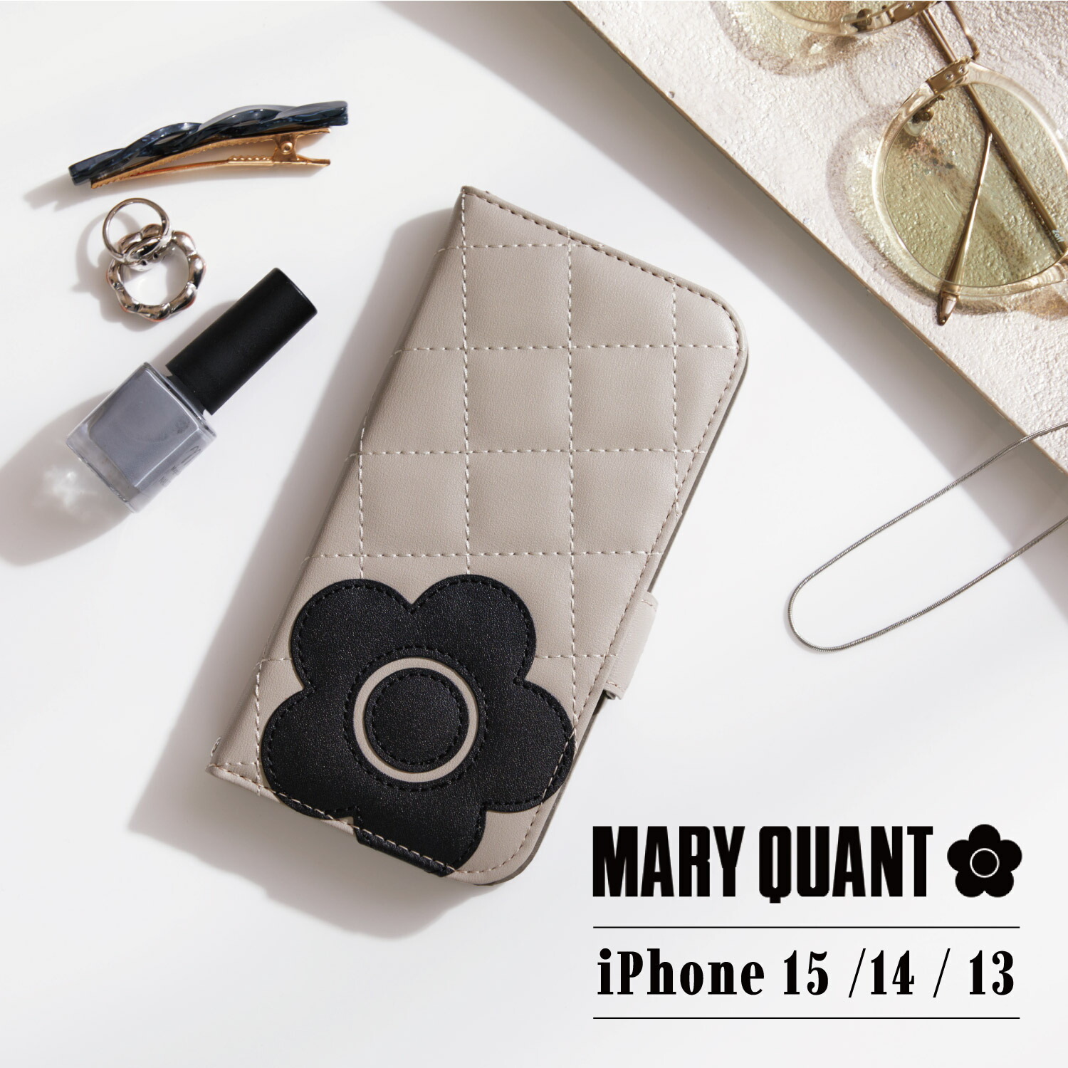 【楽天市場】マリークヮント MARY QUANT iPhone 15 14 13 スマホケース 携帯 レディース マリクワ スタンド PU QUILT LEATHER BOOK TYPE ...