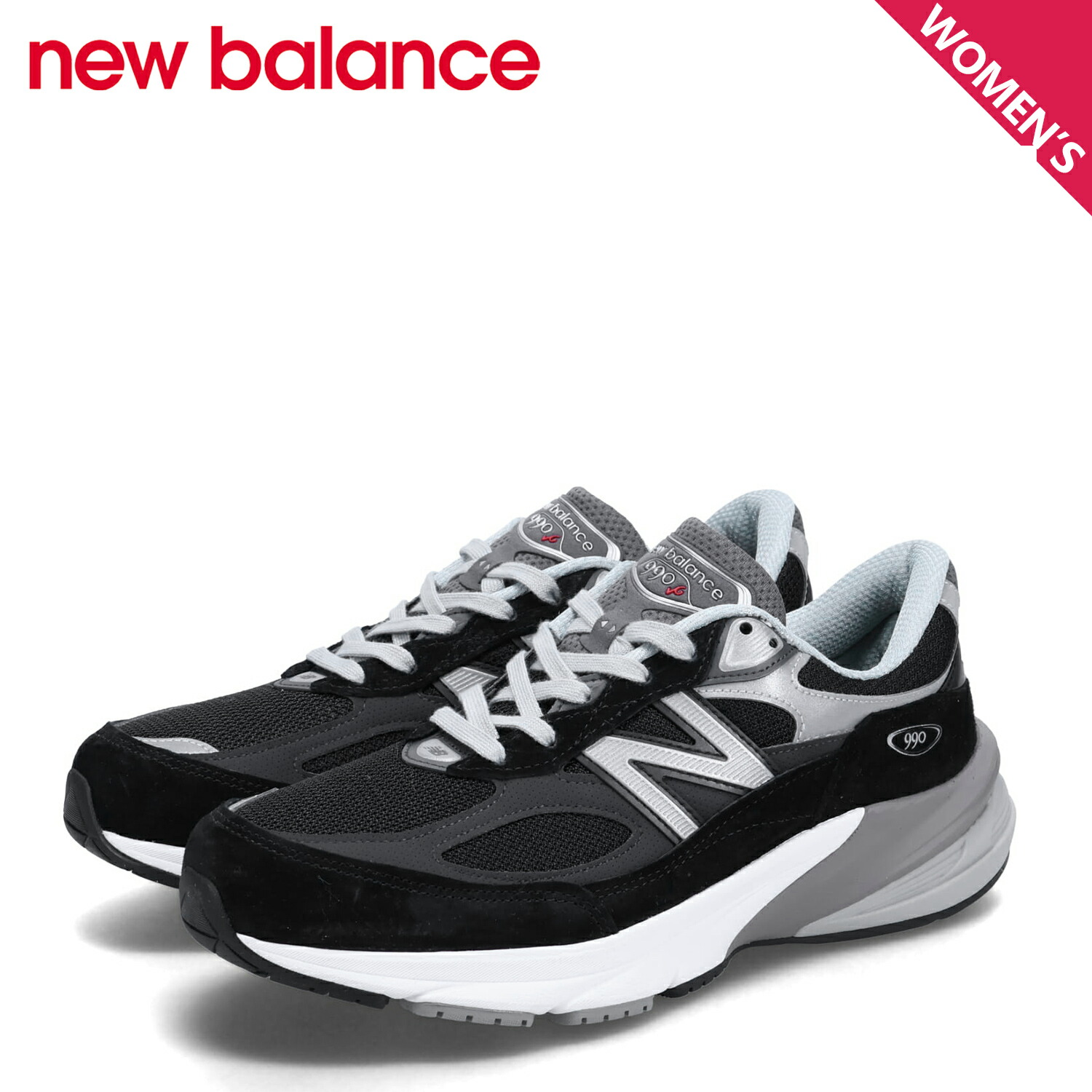 【楽天市場】new balance ニューバランス 990 V6 スニーカー レディース Bワイズ MADE IN USA ブラック 黒 ...