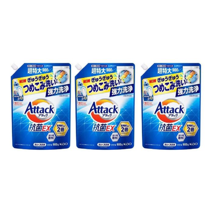 【楽天市場】【3セット】 アタック抗菌EX つめかえ用 900g つめかえ Kao Attack 洗濯洗剤 衣服 洋服 すすぎ 抗菌 洗浄 防カビ 抗ウイルス 生乾き臭 詰め替え 詰替 ...