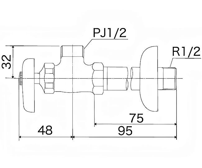 【楽天市場】KVK,K6-P2,アングル型止水栓,呼び13ミリ(ハンドル式,給水管長さ75mm,銅パイプ/ナットなし)：水道屋さん