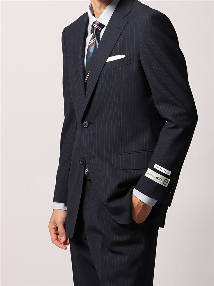 【楽天市場】スーツ ツーパンツ 2つボタン ピンストライプ IZ01 ネイビー系 スーツスクエア：SUITSQUARE