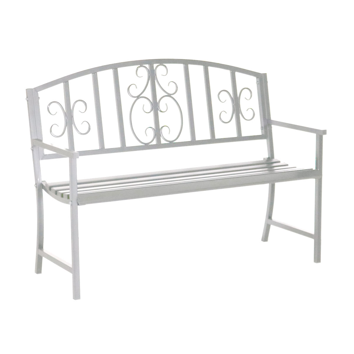 【楽天市場】【訳ありアウトレット品 30％OFF】 アイアンベンチ ホワイト かわいい ベンチ ガーデンベンチ 椅子 チェア 家具 屋外 庭 防水 背もたれ カフェ 長椅子 2人掛け 幅120 ...