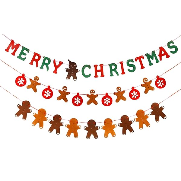 【楽天市場】クリスマス 飾り 3セット フェルト クリスマス ガーランド バナー 飾り付け Merry Christmas ジンジャーマン ...