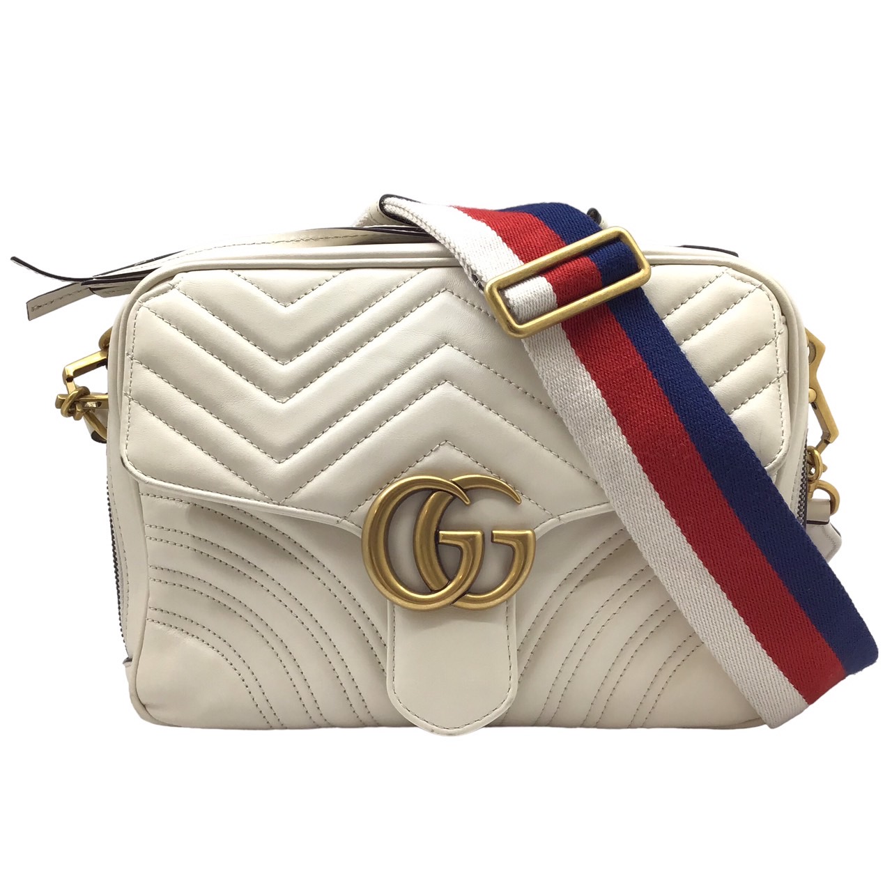 【楽天市場】【中古】GUCCI グッチ GGマーモント 2WAYショルダーバッグ レザー アイボリー 498100 ハート GGマーク ...