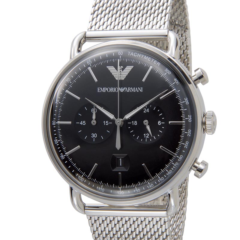 【楽天市場】エンポリオアルマーニ EMPORIO ARMANI メンズ 腕時計 AR11104 AVIATOR アビエーター ブラック× ...