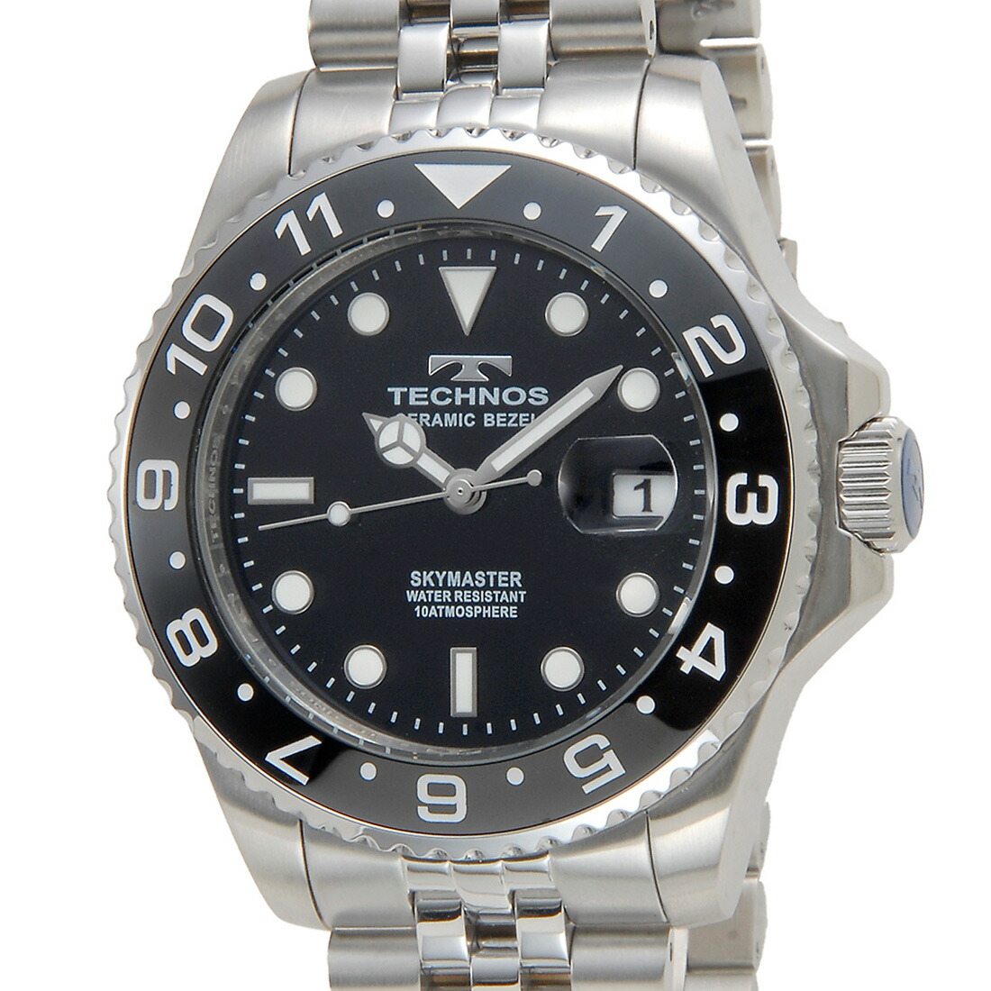 【楽天市場】楽天ファッションセール ポイント10倍 TECHNOS テクノス メンズ 腕時計 ブラック×シルバー T9C11SB デイト 回転ベゼル：s-select