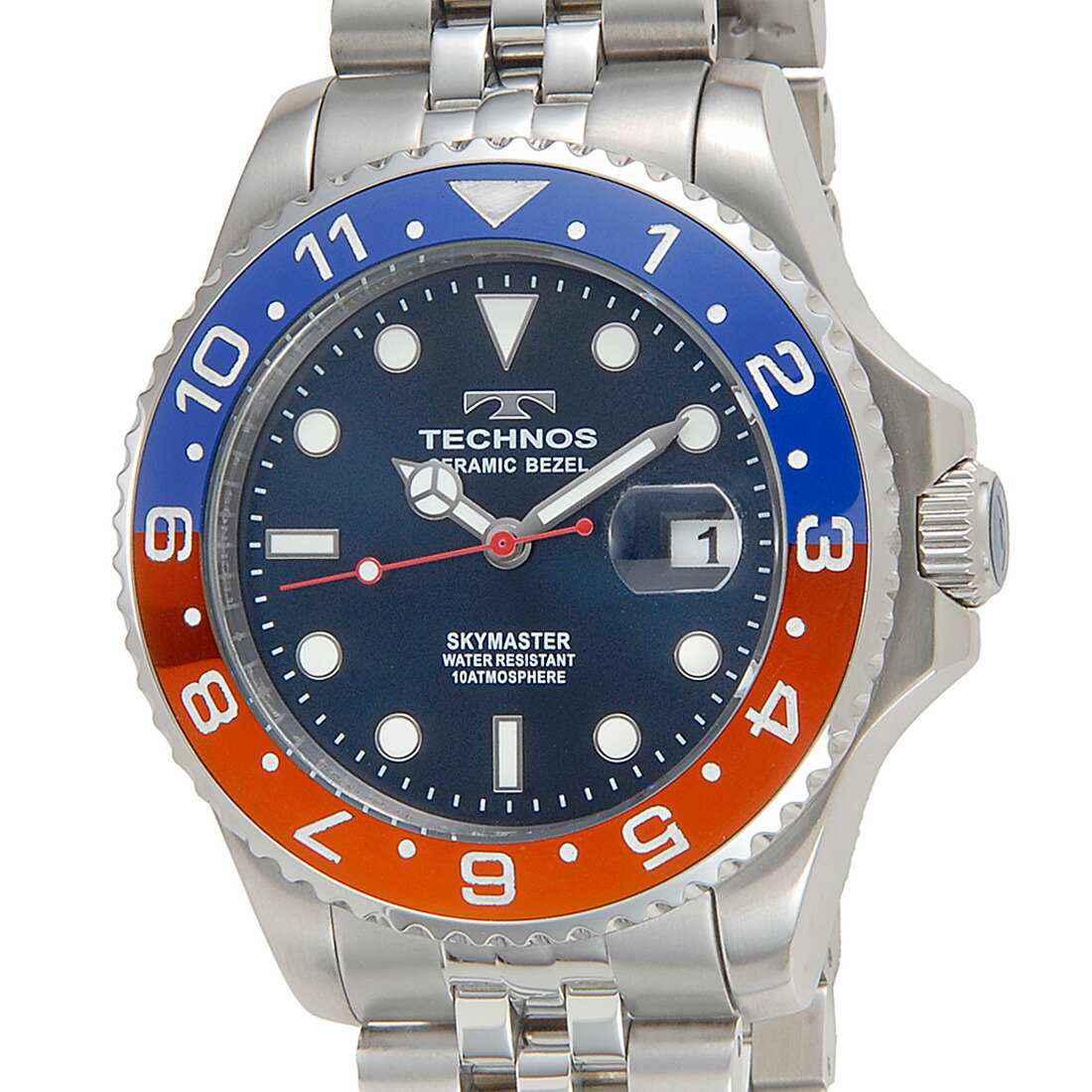 【楽天市場】TECHNOS テクノス メンズ 腕時計 ブラック×ブルー×レッド T9C11SN デイト 回転ベゼル：s-select