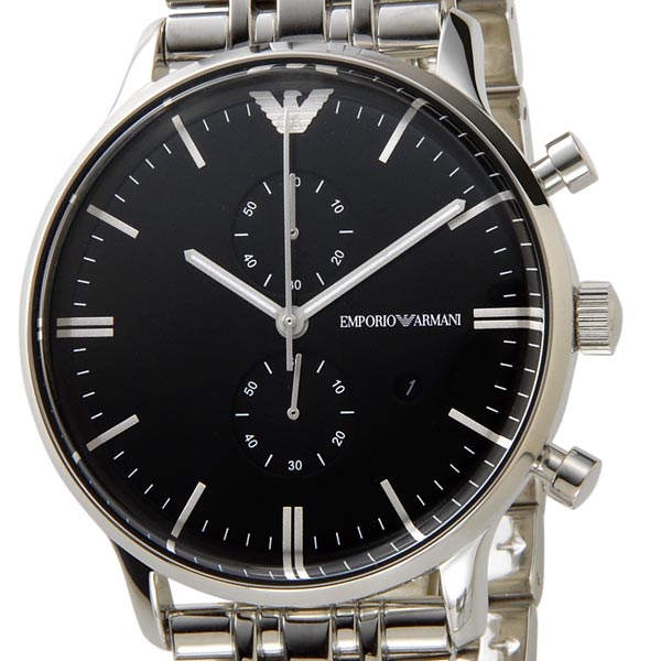 【楽天市場】エンポリオ アルマーニ EMPORIO ARMANI 腕時計 クロノグラフ ブラック/シルバーブレス AR0389 メンズ：s ...