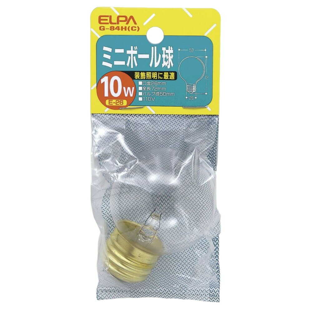 【楽天市場】エルパ ELPA ミニボール球 白熱電球 E26 10W G-84H（C）：サンドラッグe-shop