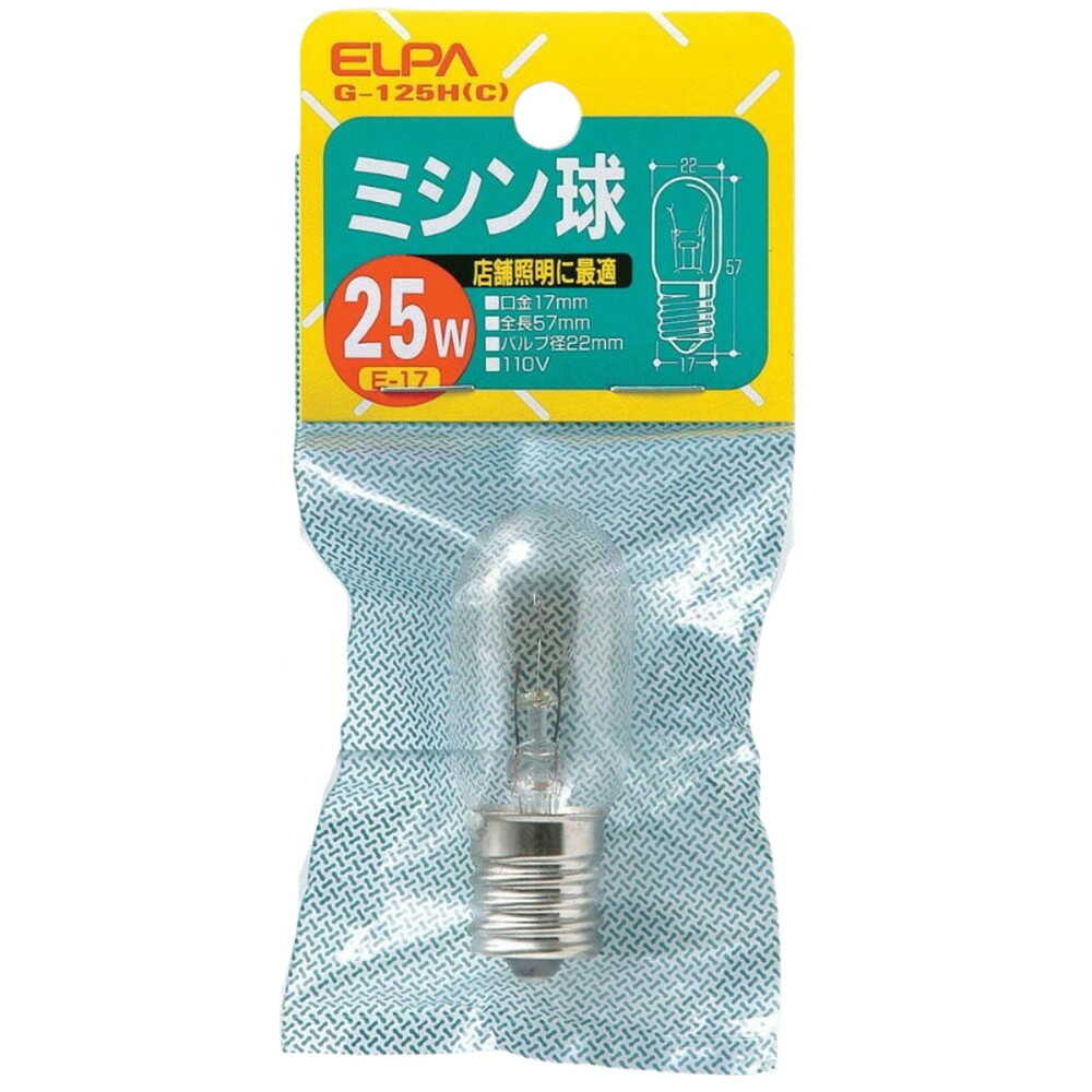 【楽天市場】エルパ ELPA ミシン球 白熱電球 E17 25W G-125H：サンドラッグe-shop