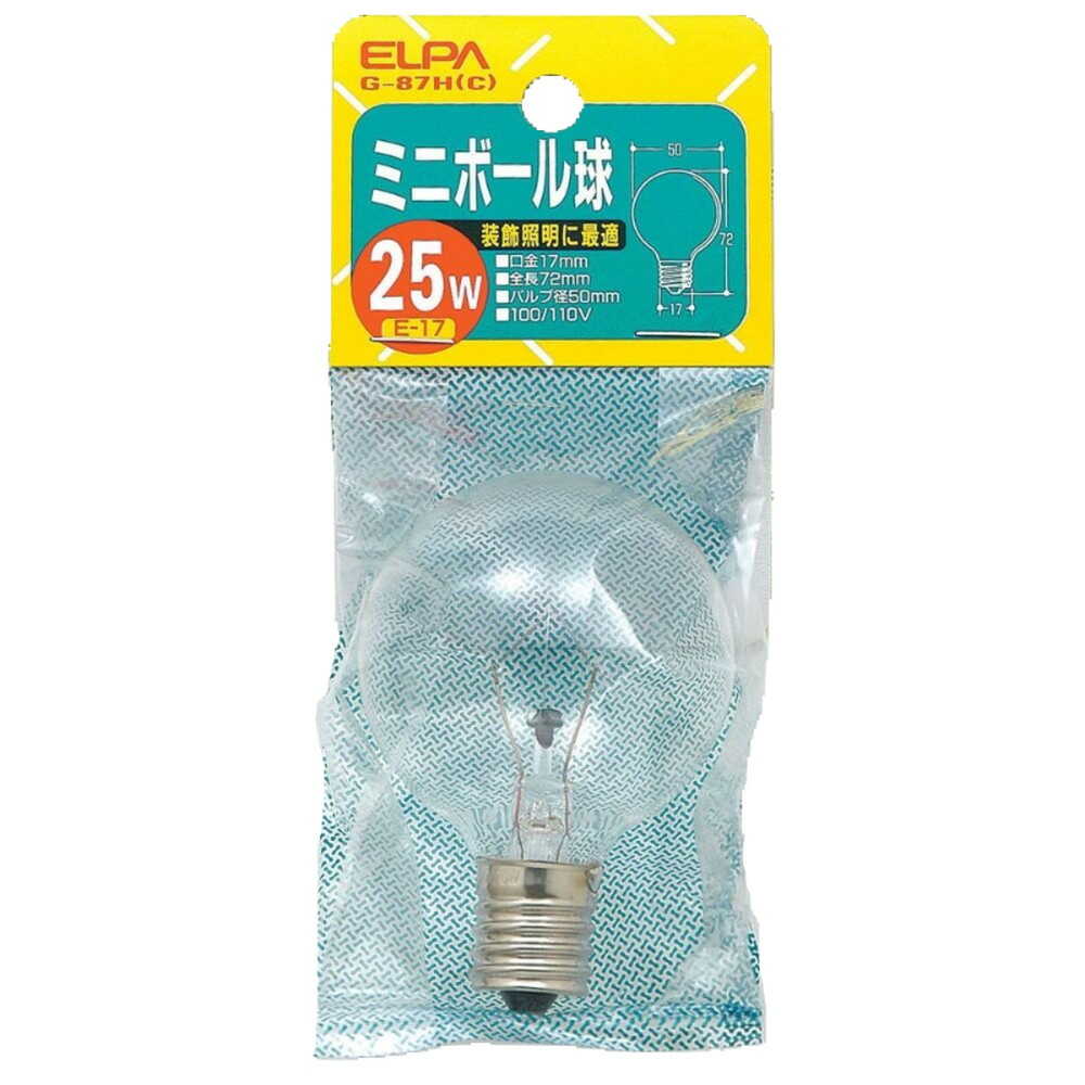 【楽天市場】エルパ ELPA ミニボール球 白熱電球 E17 25W G-87H（C）：サンドラッグe-shop