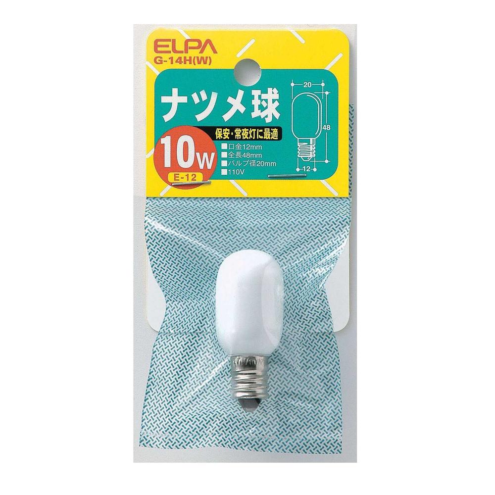 【楽天市場】エルパ ELPA ナツメ球 電球 照明 E12 110V 10W ホワイト G‐14H（W）：サンドラッグe-shop