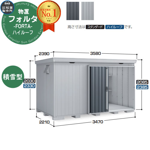 【楽天市場】イナバ物置 フォルタ FS-3522H ハイルーフ 多雪型 イメージ画像：CGチャコールグレー 物置 屋外 収納 おしゃれ クール シンプル デザイン 戸建て 玄関 庭 かわいい ...