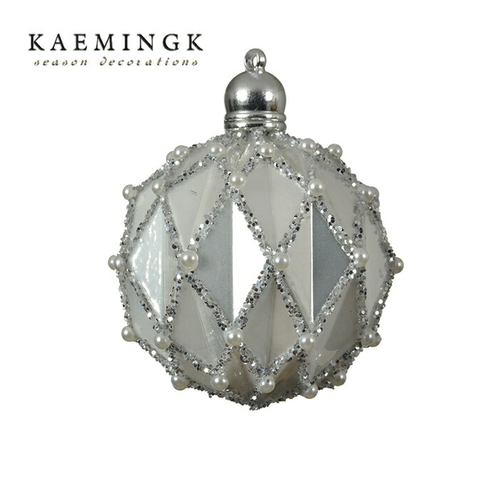 【楽天市場】KAEMINGK(カイミング)オランダ直輸入 ジュエルボール 8cm 白ボール [4] 1個入 クリスマスツリー オーナメント クリスマスオーナメント 北欧 サングッド ...