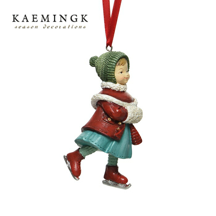 【楽天市場】KAEMINGK(カイミング)オランダ直輸入 スケートを楽しむ緑の帽子の子供 [3] クリスマスツリー オーナメント クリスマス ...