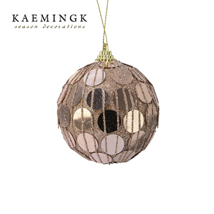 【楽天市場】KAEMINGK(カイミング)オランダ直輸入 デコレーションボール スパンコールボール グリッター ブラッシュピンク 8cm ...