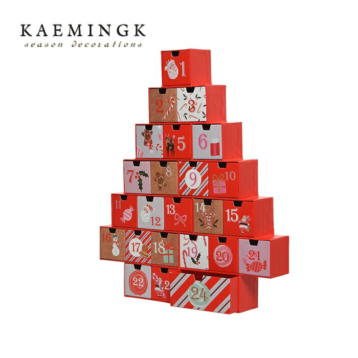 【楽天市場】KAEMINGK(カイミング)オランダ直輸入 アドベントカレンダー ペーパーツリー BOX サンタクロース レッド オランダ ...