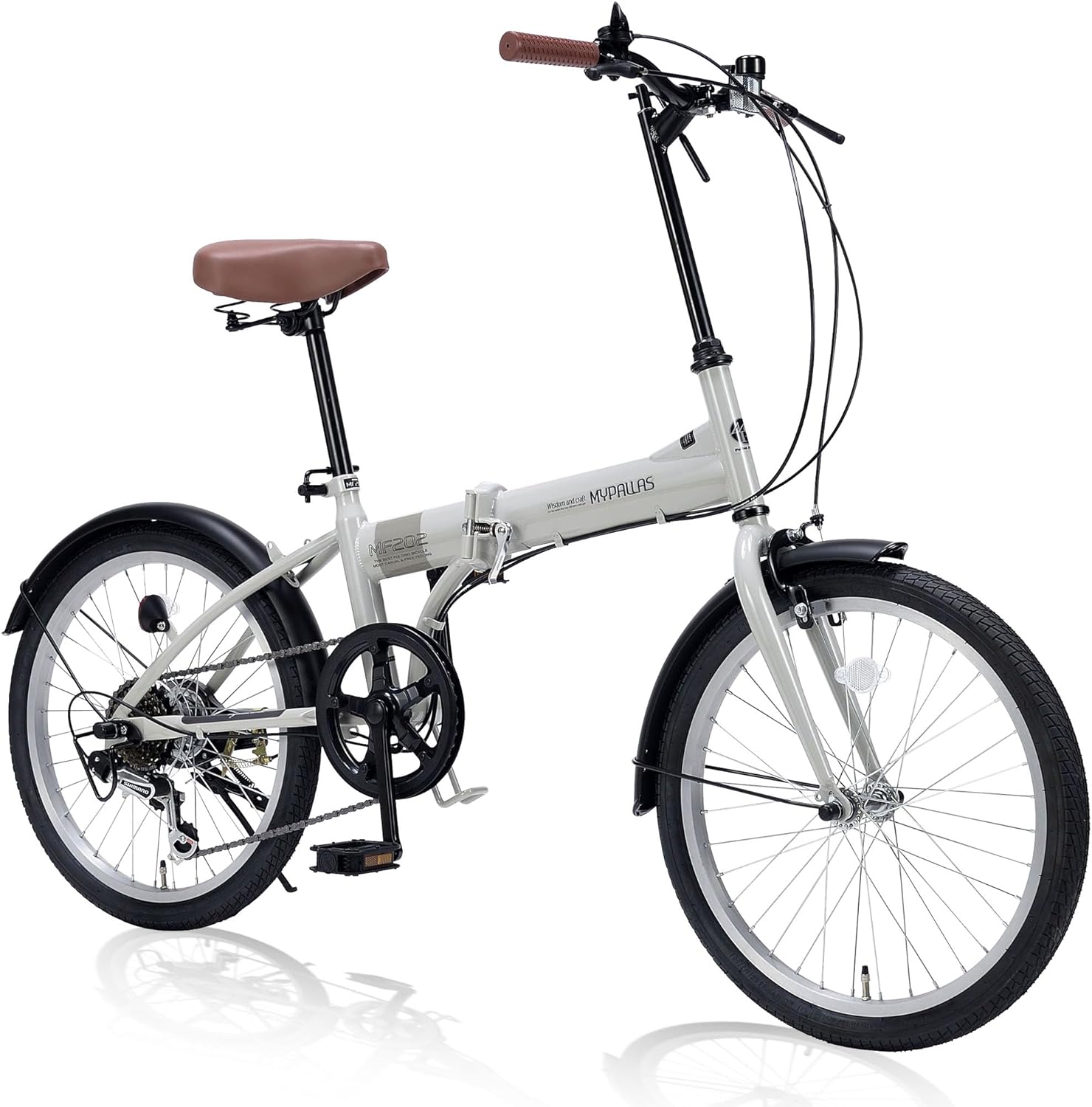 【楽天市場】マイパラス 折りたたみ自転車 20インチ MF202 グレージュ 20・6SP おしゃれ 変速ギア付き【本州のみの配送】：サンネット商店