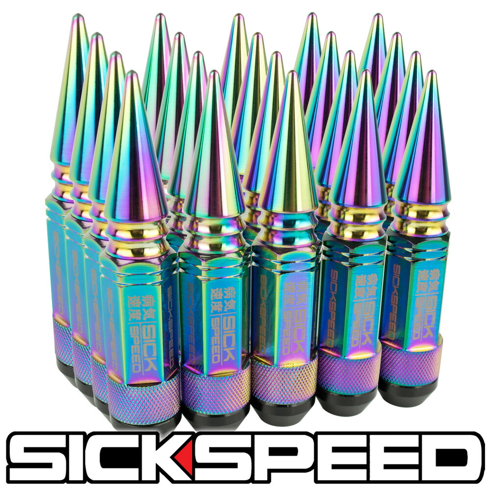【楽天市場】SICKSPEED 3Pハイブリッドナット ショートタイプ ネオクローム 20本 108mm スパイクナット スチールナット アルミナット ホイールナット 3分割 シックスピード ...