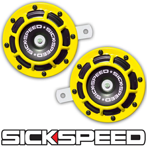 【楽天市場】SICKSPEED ホーン イエロー 黄色 2個1セット 丸形 汎用 12V クラクション シックスピード 病気速度 USDM JDM：SUNSET USDMパーツ 楽天市場店