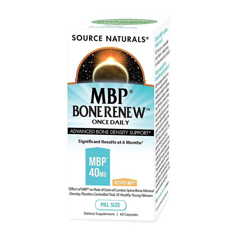 【楽天市場】【送料無料】MBP ボーンレニュー ワンズデイリー 60粒 カプセル ソースナチュラルズ ミルクプロテイン カルシウム【Source Naturals】MBP Bone Renew ...