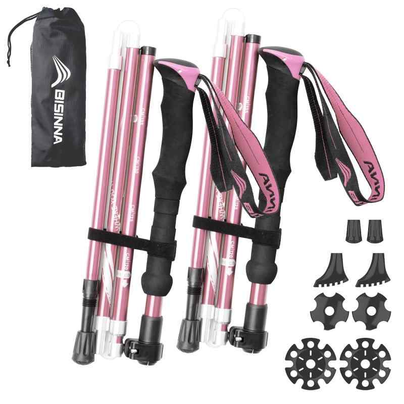 【楽天市場】BISINNAトレッキングポール 折畳み 軽量 登山用ストック 2本セット コンパクト アルミ製 長さ調整可能 5段伸縮式 登山 ...