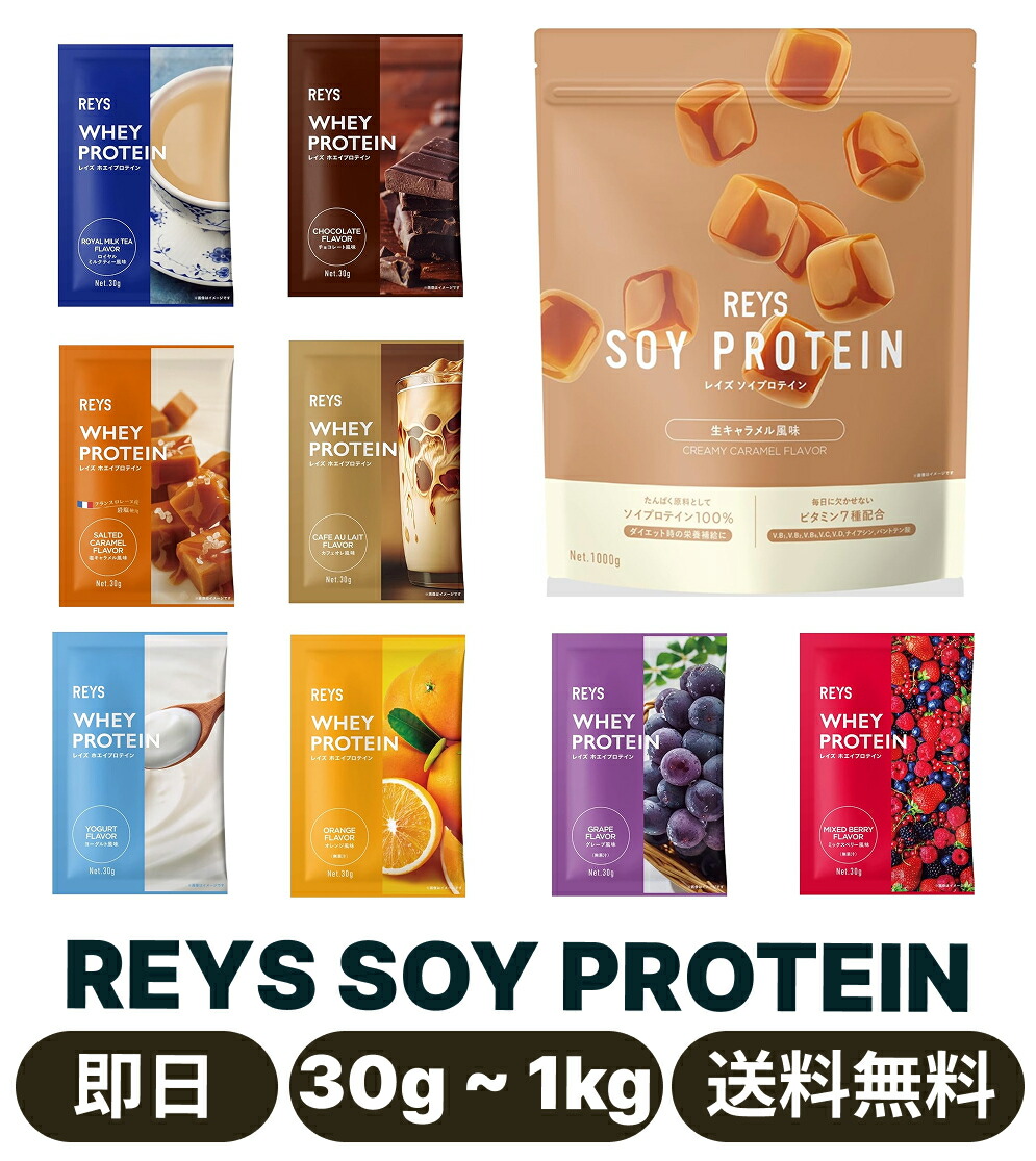 【楽天市場】REYS レイズ ソイ プロテイン 1kg 国内製造 ビタミン7種配合 SOY ぷろていん ソイプロテイン (生キャラメル風味) お試し 30g フルーツセット・お試し 30g ...