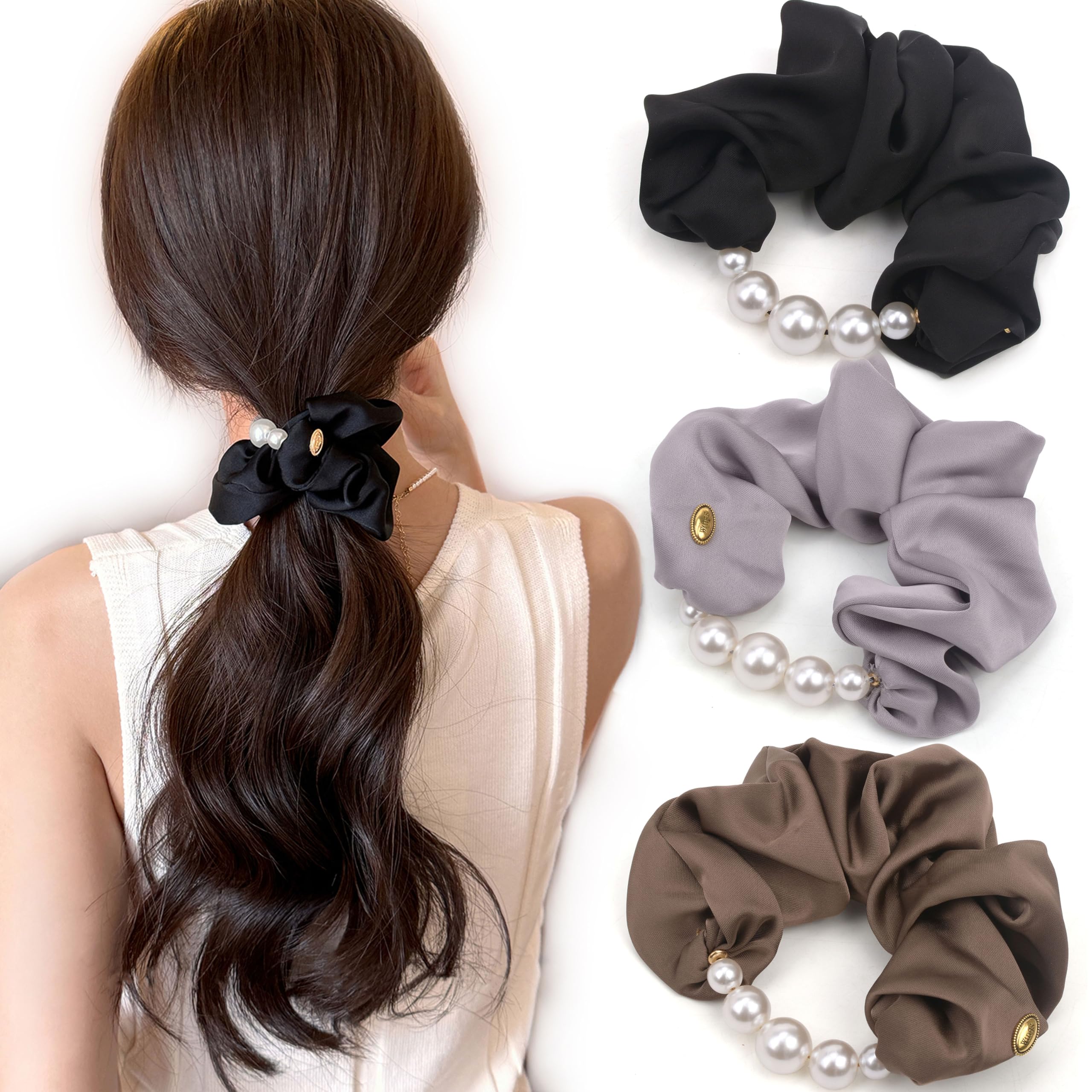 【楽天市場】BIANHUAN シュシュ パール ヘアゴム 髪ゴム まとめ髪 ポニーテール 無地 ヘアアクセサリー 可愛い 3点セット 上品 大人 カジュアル シンプル フォーマル オフィス ...