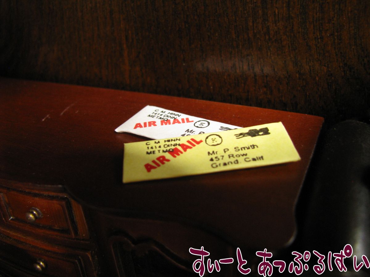 【楽天市場】ミニチュア エアメール 2枚セット ID2028 ドールハウス用：ミニチュアのすぃーとあっぷるぱい