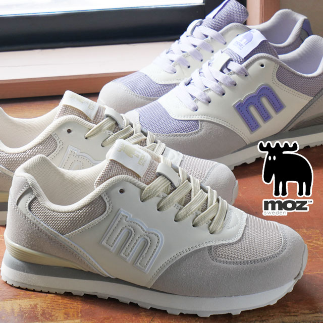 【楽天市場】\最大1000円クーポン有／モズ スニーカー レディース 靴 グレージュ グレー/パープル ローカット 軽量 レースアップ カジュアルシューズ MZ-10255 MOZ 送料無料 ...
