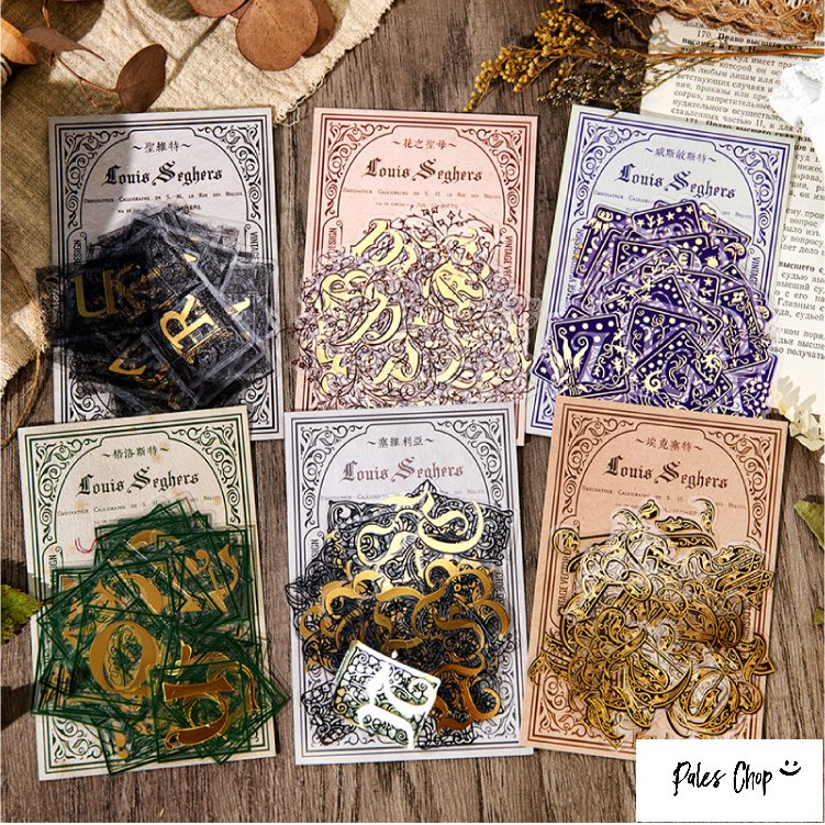 【楽天市場】LouisSeghers シール (s266)52枚入 フレークシール アルファベット 英字 ステッカー PET 箔押し ゴールド ...