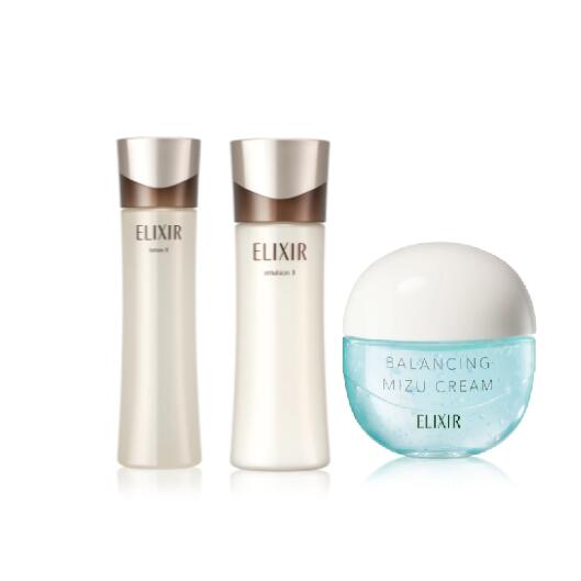 【楽天市場】SHISEIDO 資生堂 ELIXIR エリクシール アドバンスド ローションT+エマルジョンT+バランシング みずクリーム ...