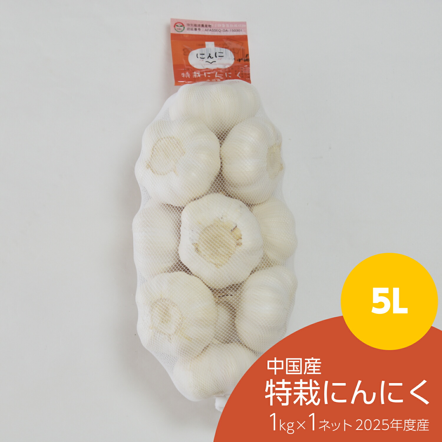 【楽天市場】2025年度産 特栽にんにく（5L） 1kg×1ネット 中国産（嘉定種ホワイトにんにく種球）(中国規格5Lサイズ/1kgネットの目安玉数11-13個)：生姜工房