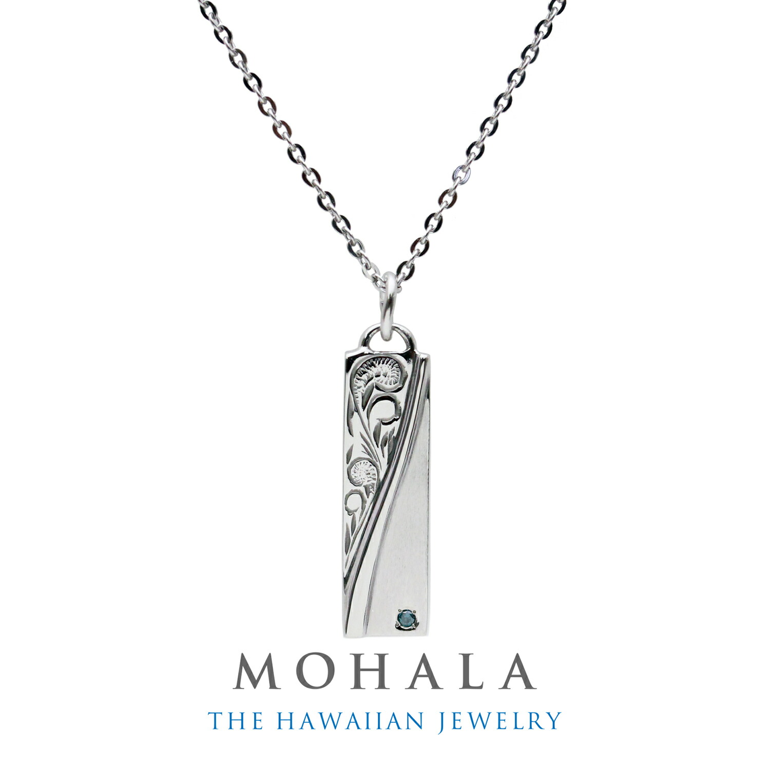 【楽天市場】【P×5倍！】MOHALA モハラ ステンレス ハワイアンジュエリー ブルー ダイヤモンド ネックレス メンズ レディース 金属 ...
