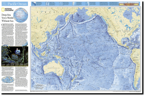 【楽天市場】インテリアに最適な壁掛け用ポスタータイプ 太平洋海図 World Ocean Floor, Pacific ナショナル ...