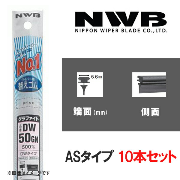 【楽天市場】グラファイトワイパー 替えゴム10本 650mm ASタイプ NWB AS65GN：Tパケ